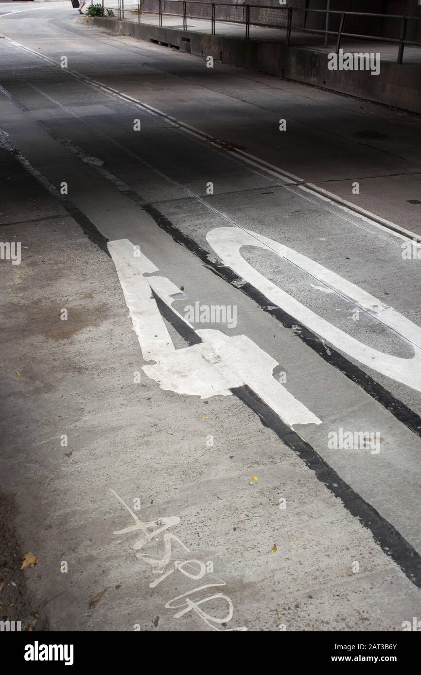 Pavement spray painted sign hi-res stock photography and images - Alamy