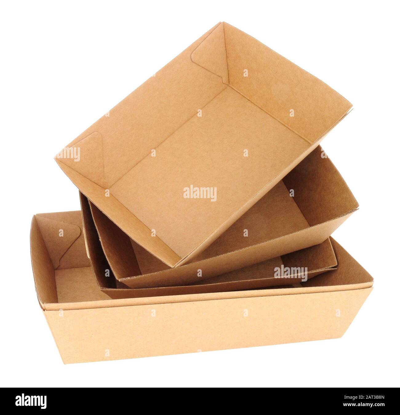 Group of recyclable cardboard food trays isolated on a white background ...
