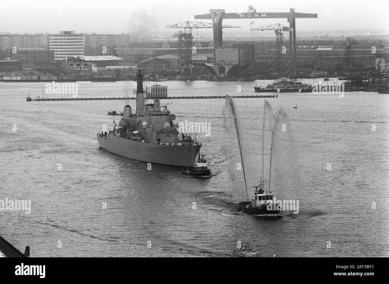 The English guide weapon ship Hr. Ms. Dan. Bristol arrives at the Port ...