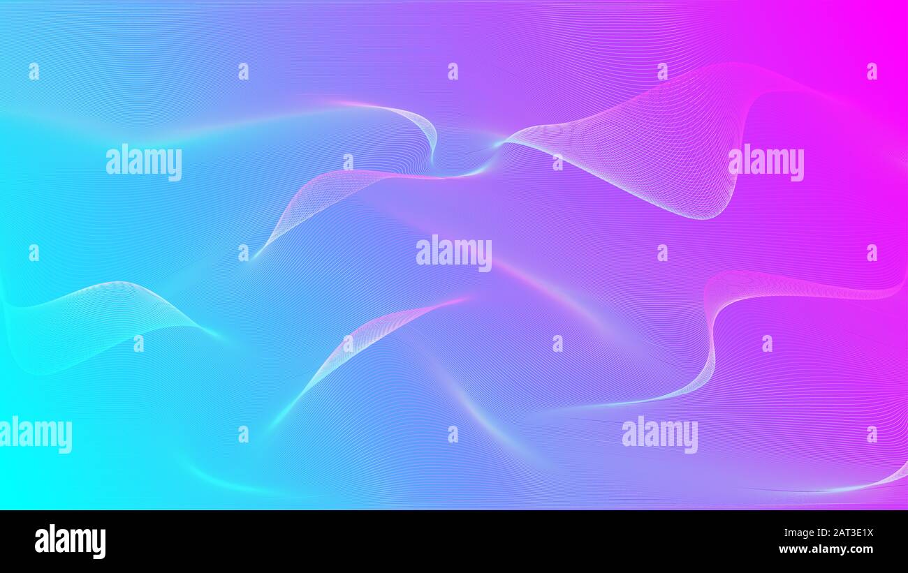 Illustration of abstract neon background, blue and pink gradient, waves ...