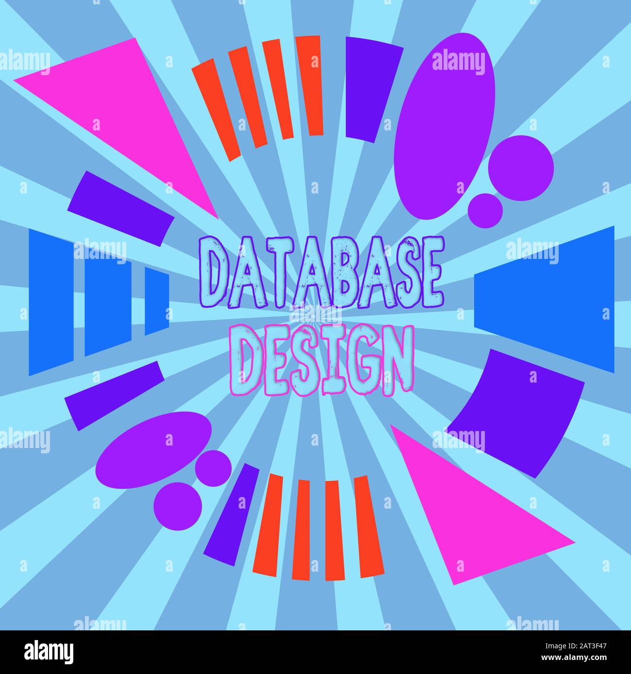Text sign showing Database Design. Business photo showcasing organisation of data according to a ...