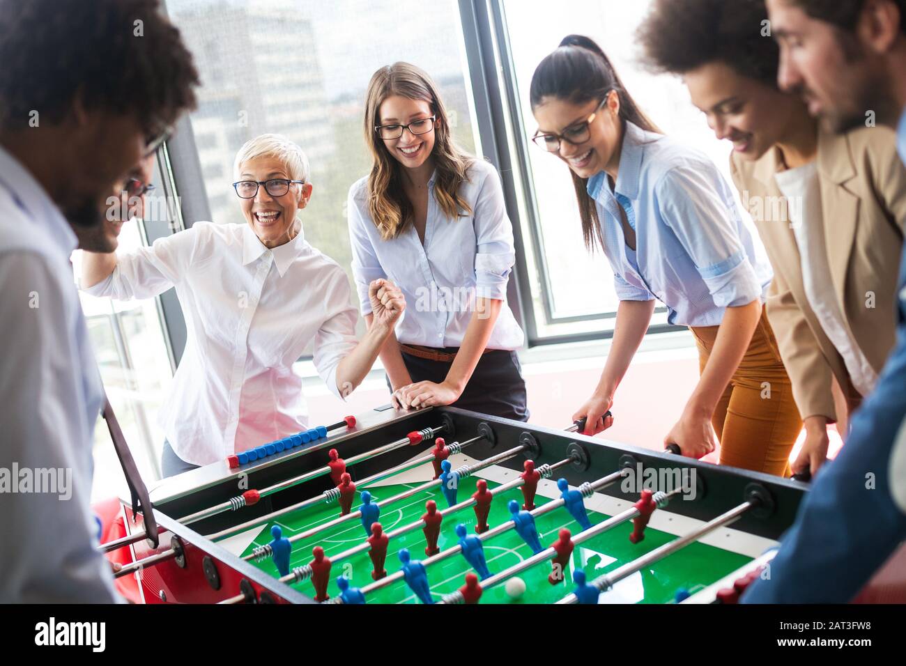 Office workers playing football hi-res stock photography and images - Alamy
