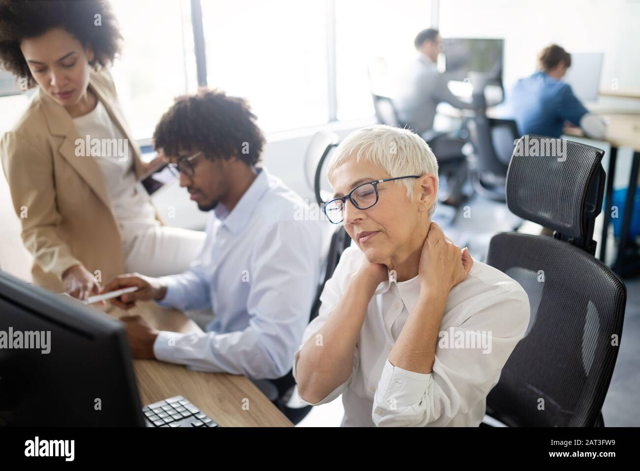 Group of unsuccessful business people and badly managed company leads ...