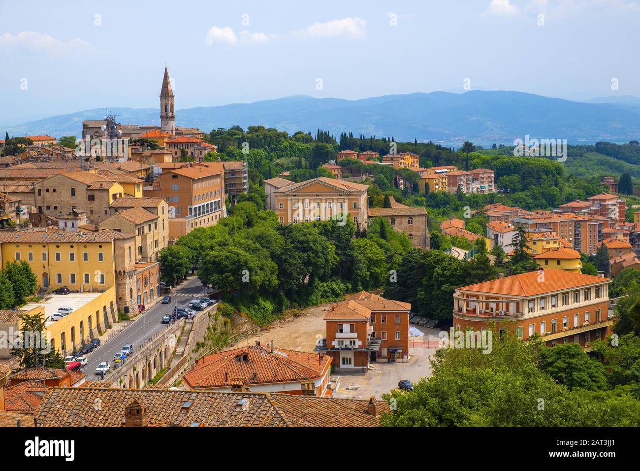Perugia, Umbria / Italy - 2018/05/28: Panoramic view of Perugia and ...