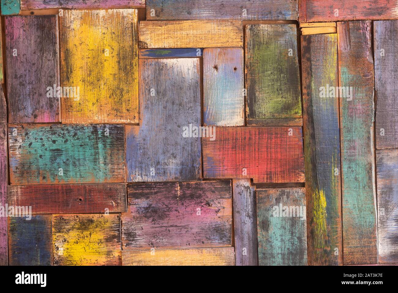 Old wooden boards of various colors. Colorful wooden background ...
