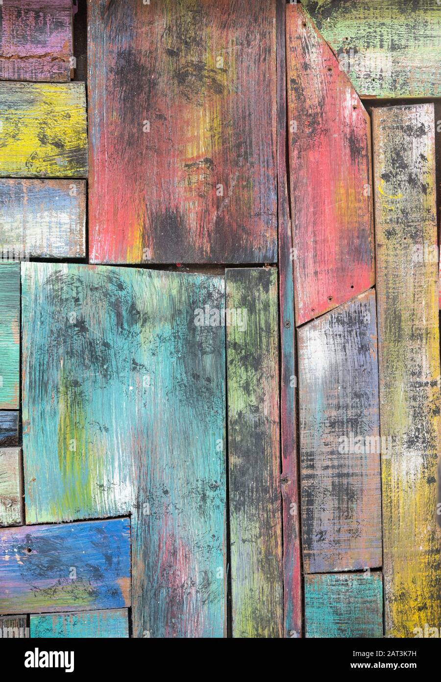 Old wooden boards of various colors. Colorful wooden background ...