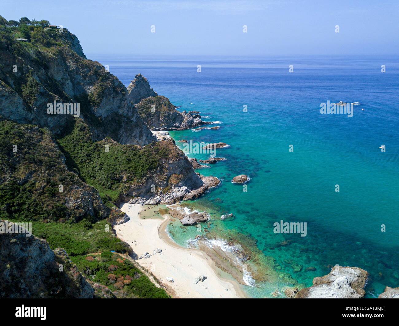 Amazing aerial perspective with the environment arround Calabria, Italy ...