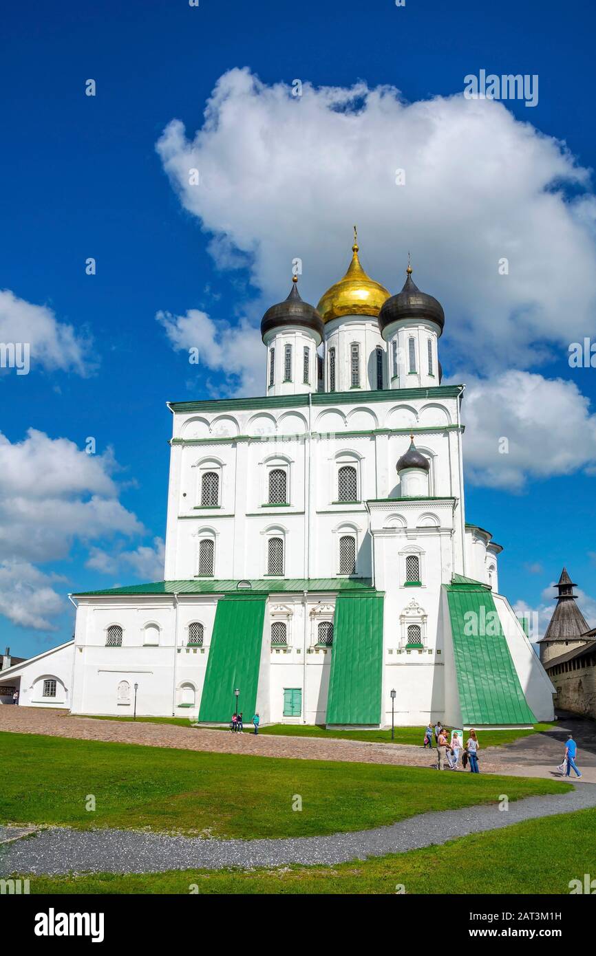 Pskov, Holy Trinity Cathedral in Pskov Krom, a famous historical place ...
