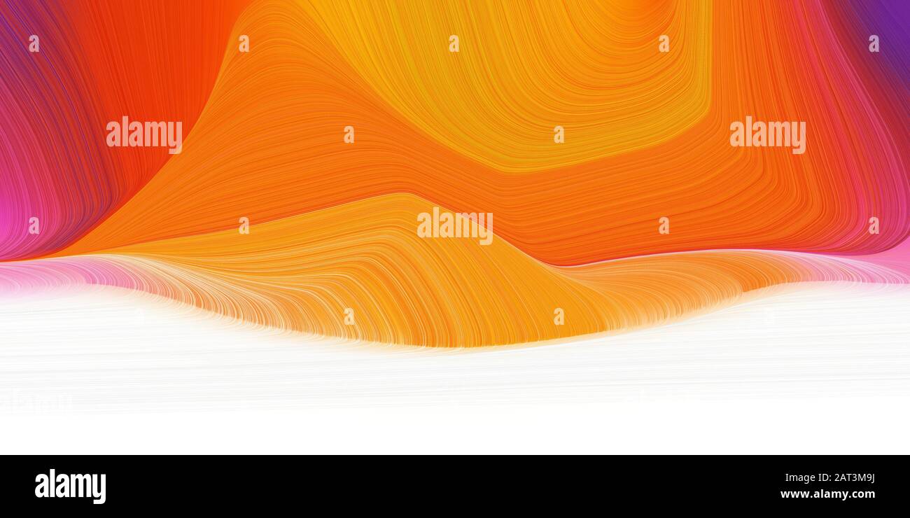 artistic flowing art with abstract waves illustration with dark orange ...