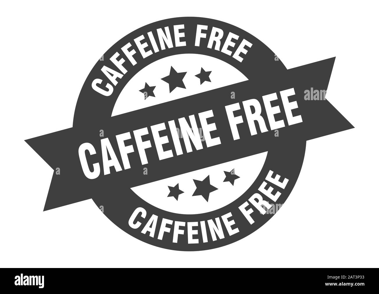 caffeine free sign. caffeine free round ribbon sticker. caffeine free ...