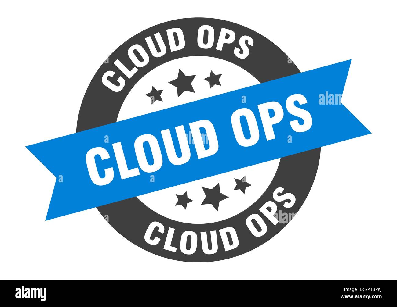 cloud ops sign. cloud ops round ribbon sticker. cloud ops tag Stock ...