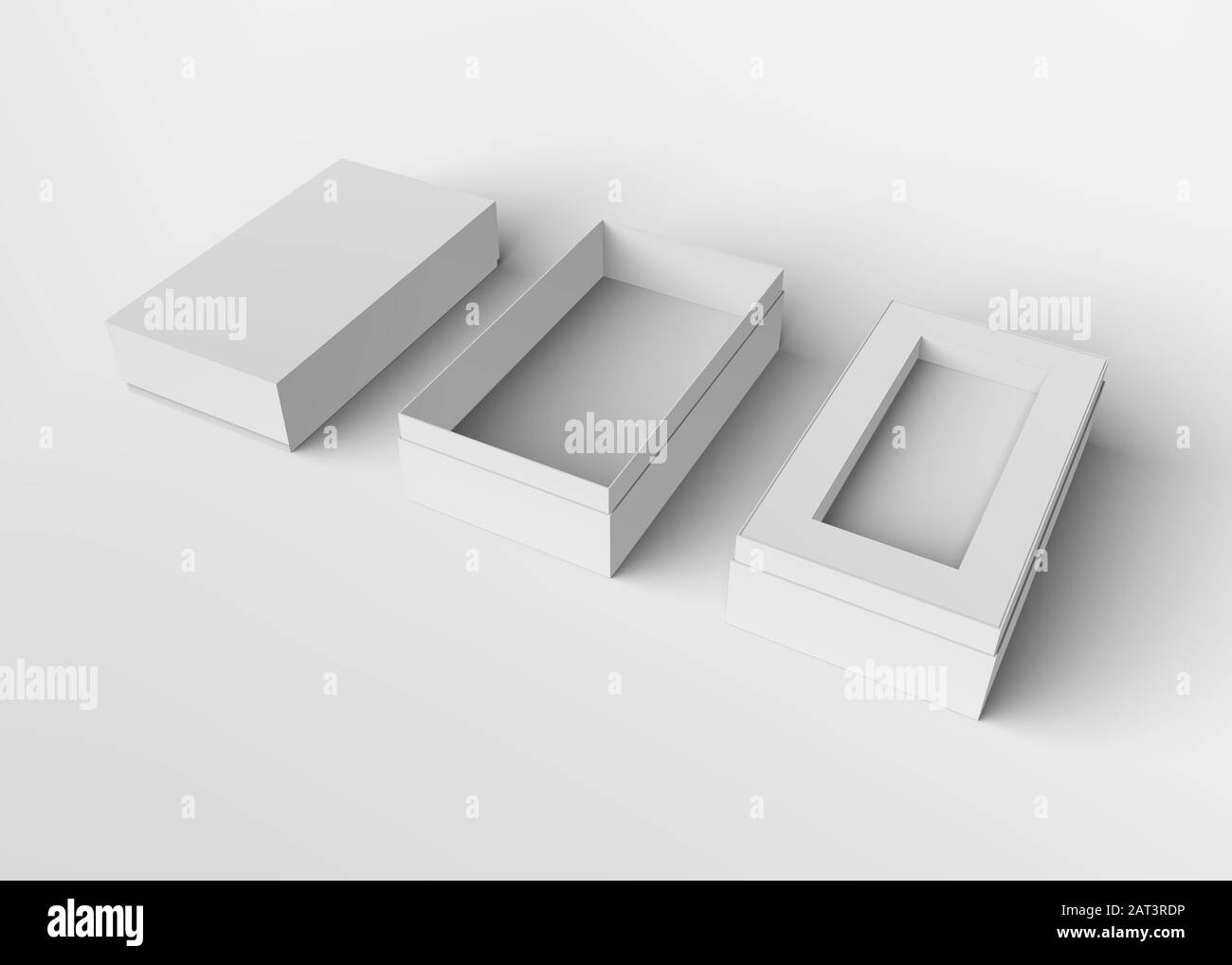 Mocap of empty cardboard boxes on a white background.3d render Stock ...