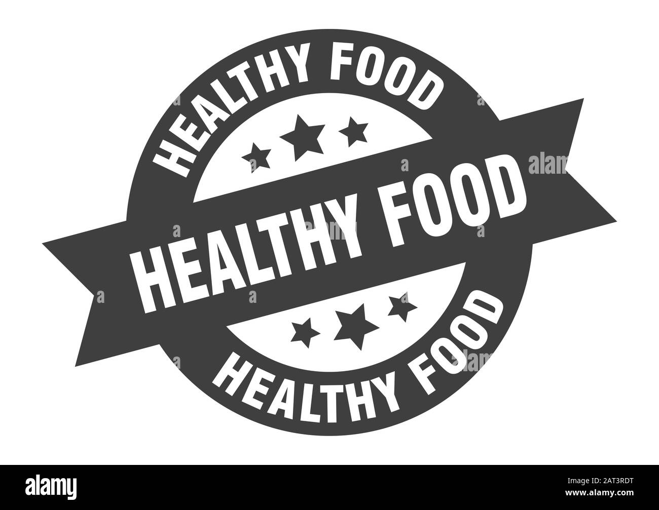 healthy food sign. healthy food round ribbon sticker. healthy food tag ...