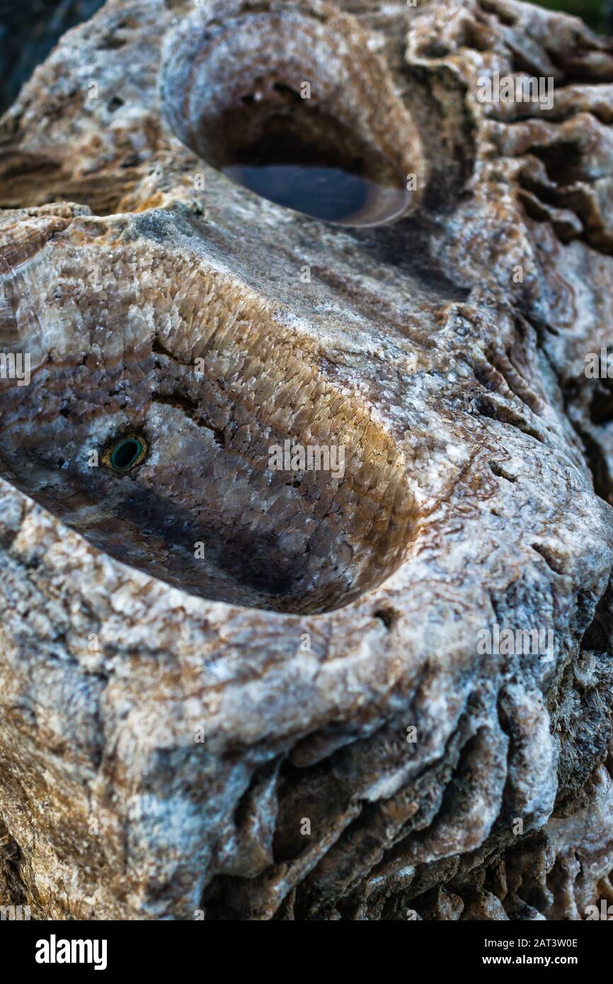 Close up of layered stone slab available for carving sculptures Stock ...