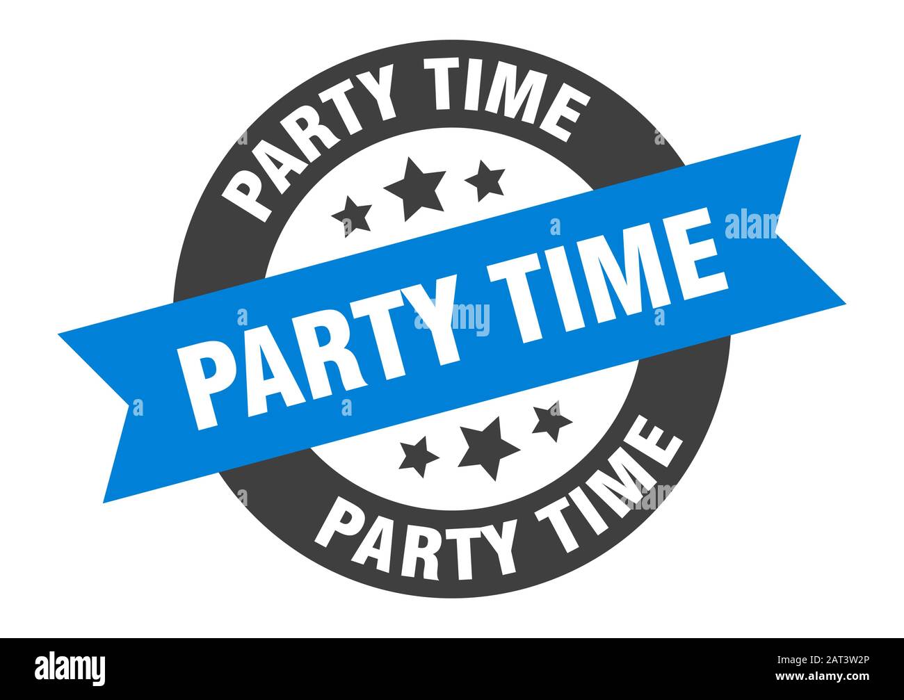 party time sign. party time round ribbon sticker. party time tag Stock ...