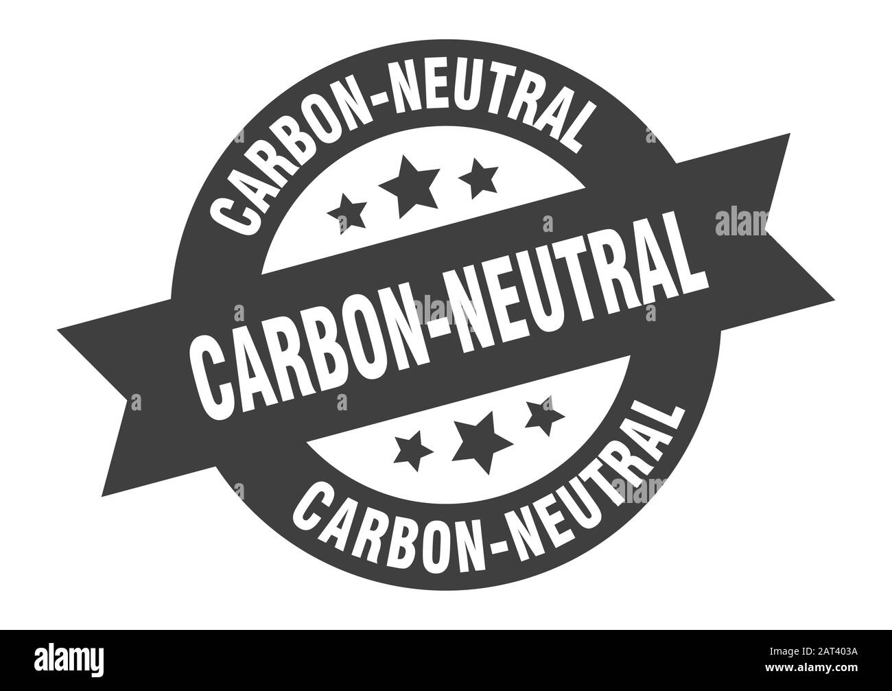 carbon-neutral sign. carbon-neutral round ribbon sticker. carbon ...
