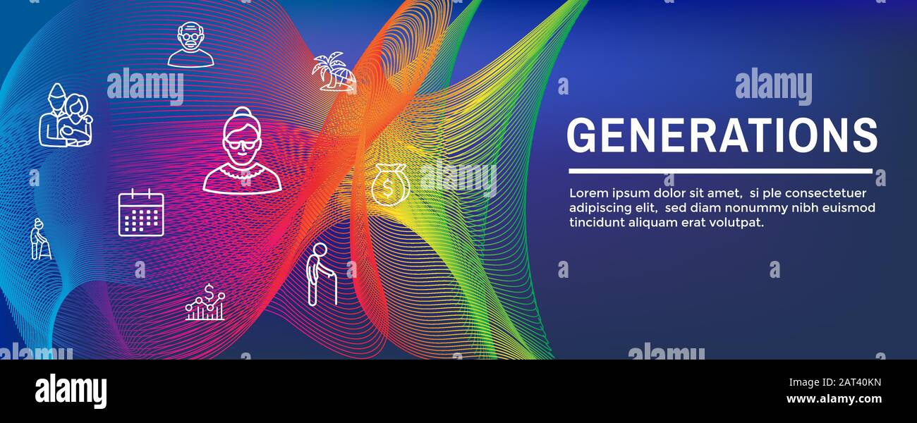 Generations Aging Web Header Banner and Icon Set Stock Vector Image ...