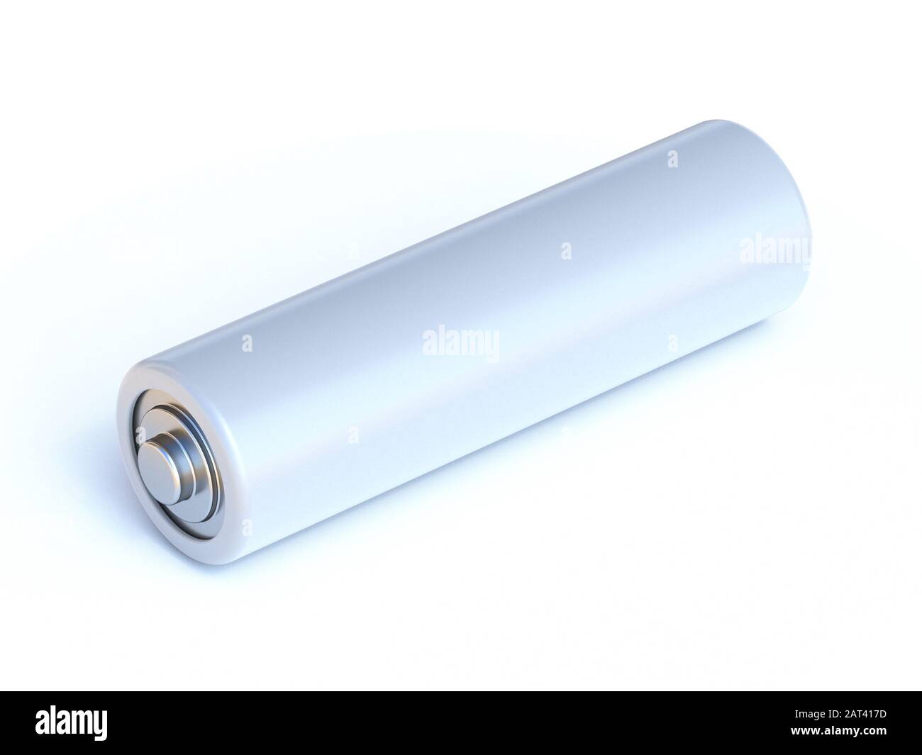 Blank white battery 3D rendering illustration isolated on white ...