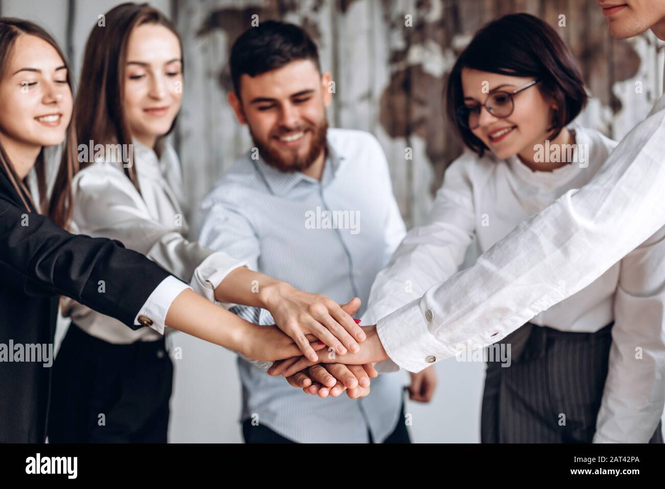 Team teamwork togetherness collaboration concept Stock Photo - Alamy