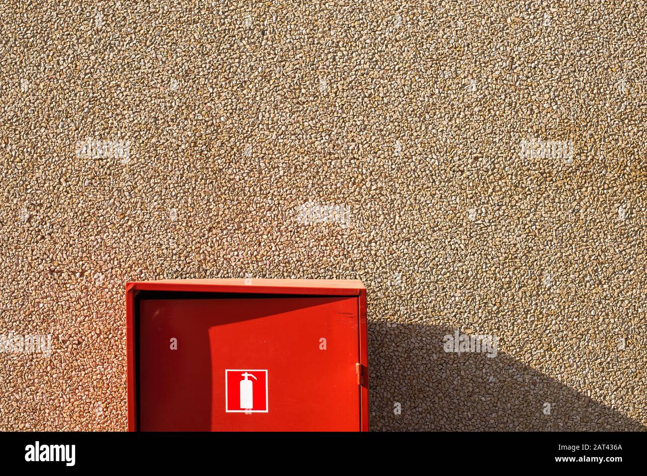 Fire safety equipment box outside shadow sunny day space for text Stock ...