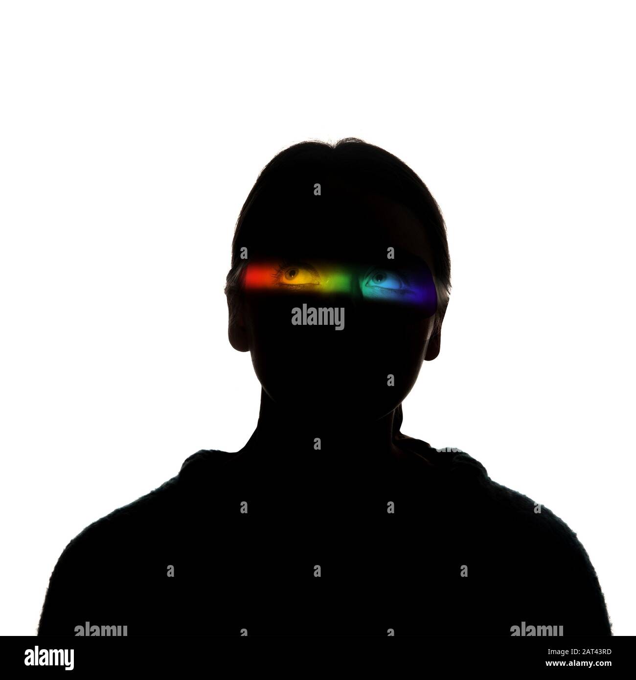 Dreamful. Dramatic portrait of a girl in the dark on white studio ...