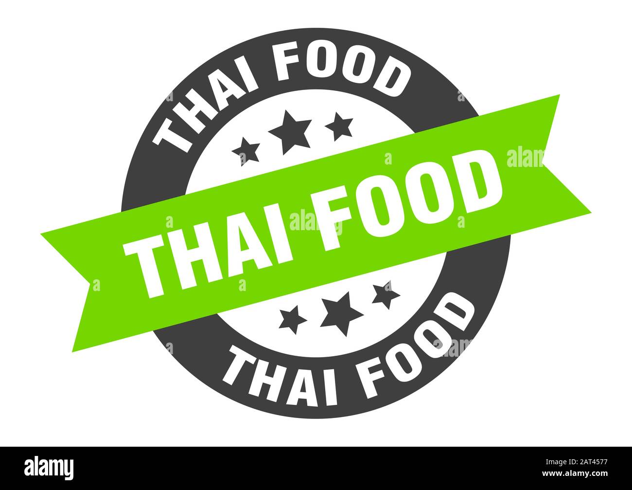 thai food sign. thai food round ribbon sticker. thai food tag Stock ...