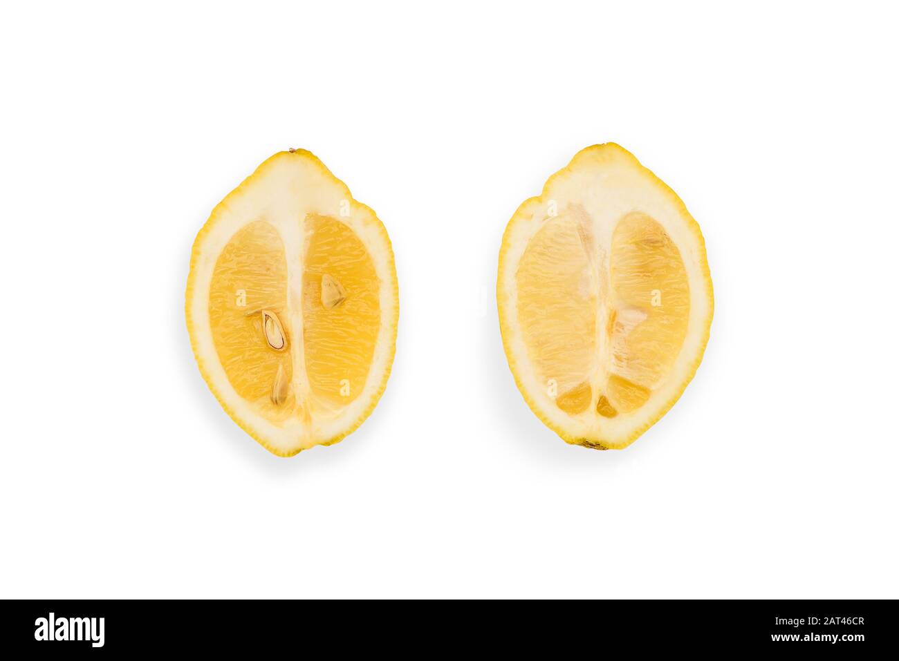 Halved lemon. Isolated on a white background. View from above Stock ...