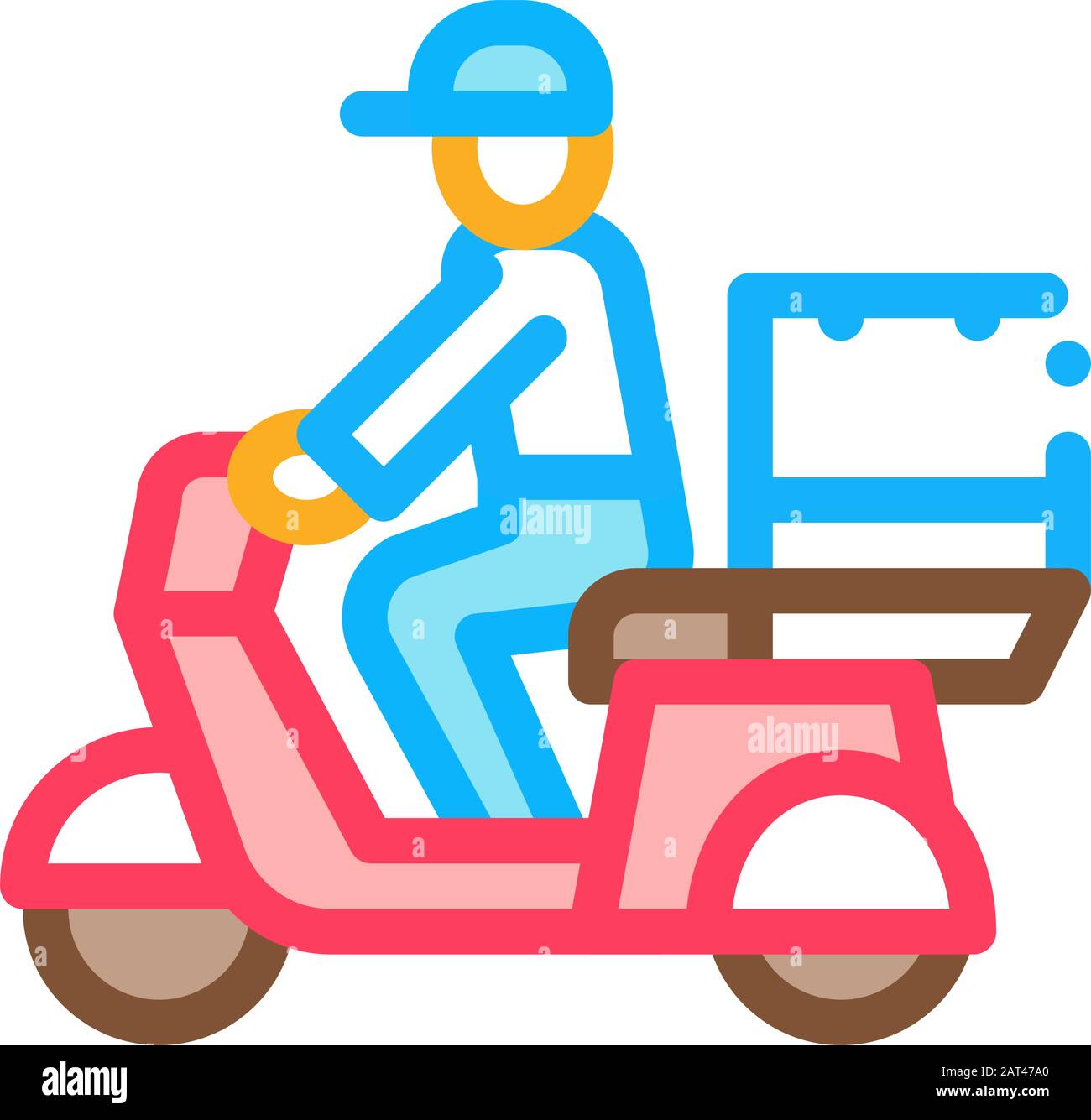 Courier Delivery on Motorcycle Icon Vector Outline Illustration Stock ...