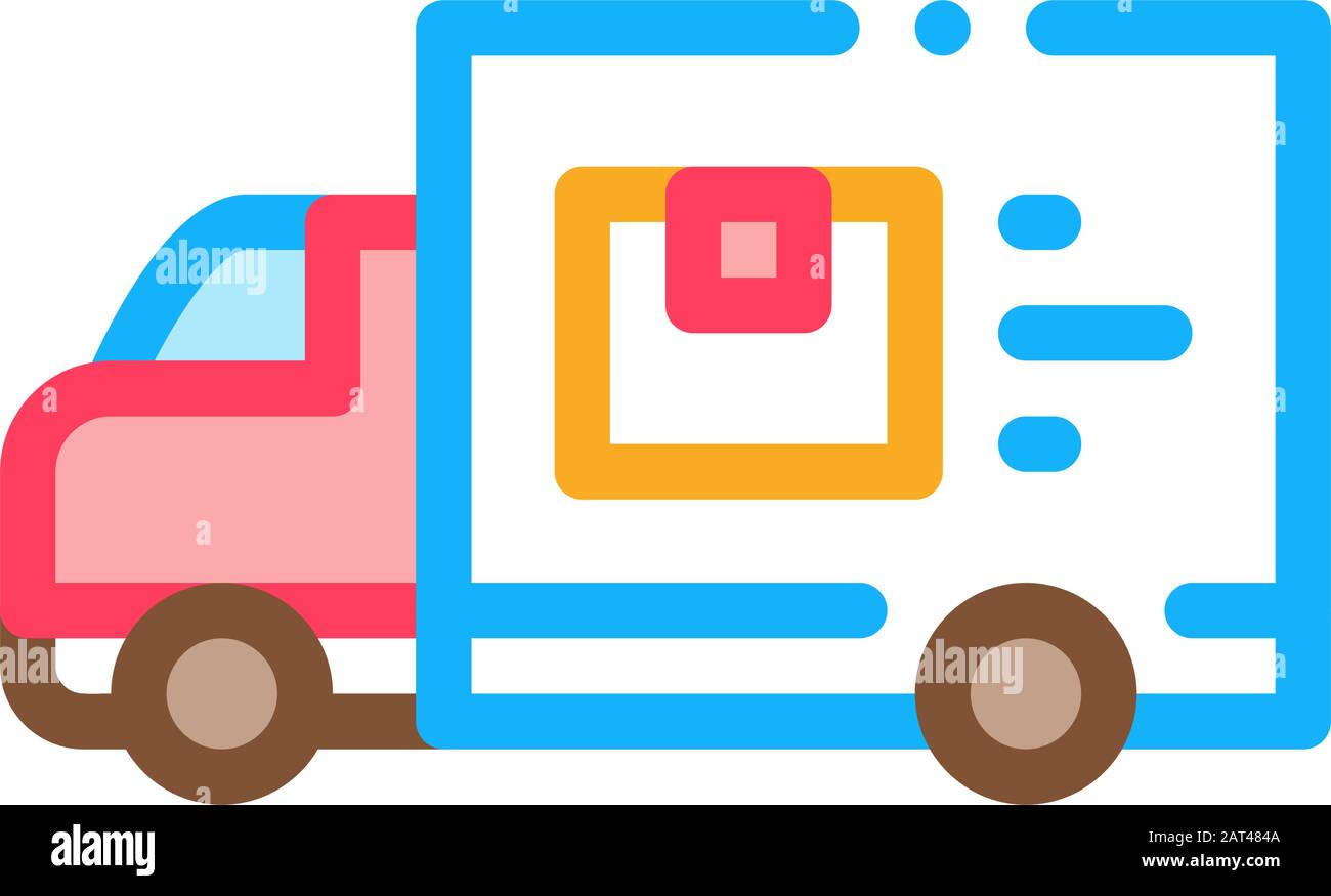 Courier Truck Icon Vector Outline Illustration Stock Vector Image & Art ...