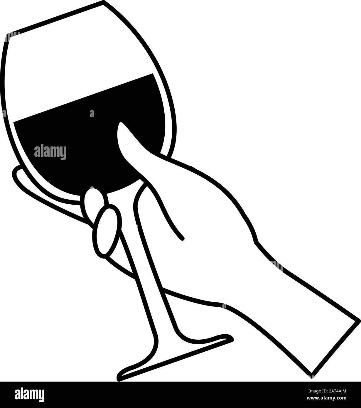 hand holding a wine glass on white background vector illustration ...