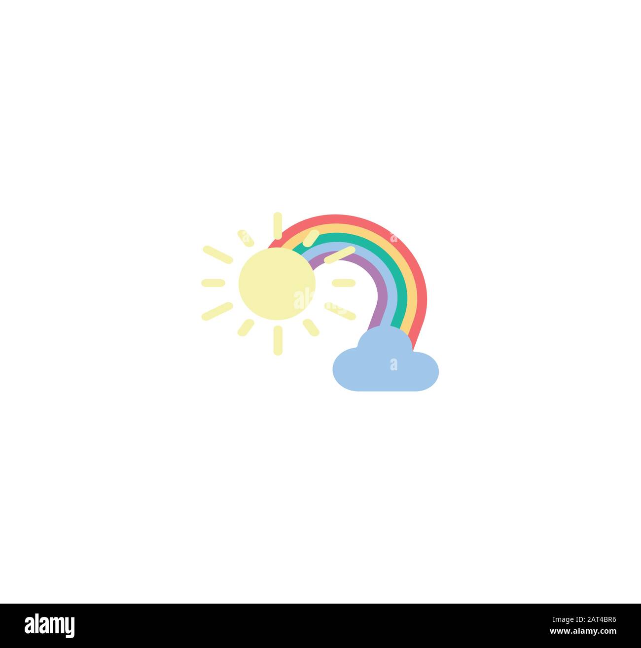 Weather forecast - symbol rainbow and sun with clouds closeup isolated ...