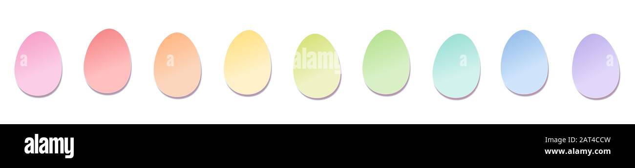 Sticky notes, easter eggs shaped, rainbow colored line - illustration ...