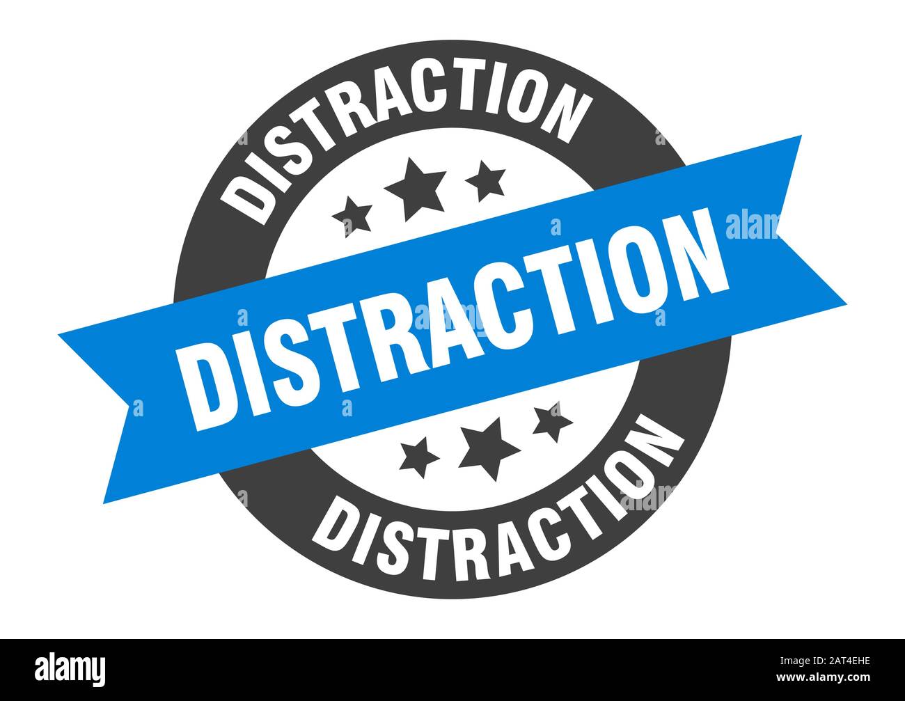 distraction sign. distraction round ribbon sticker. distraction tag ...