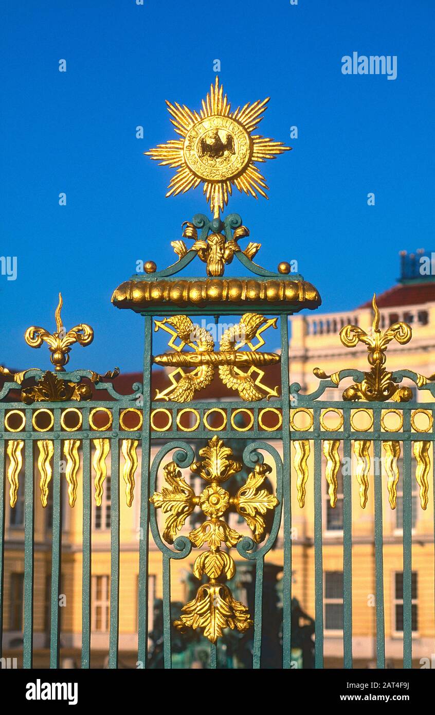 Charlottenburg, castle, fence, detail, Prussian Eagle, Berlin, Germany ...