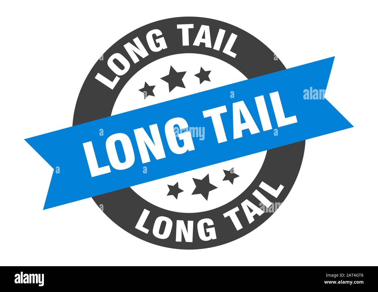 long tail sign. long tail round ribbon sticker. long tail tag Stock ...
