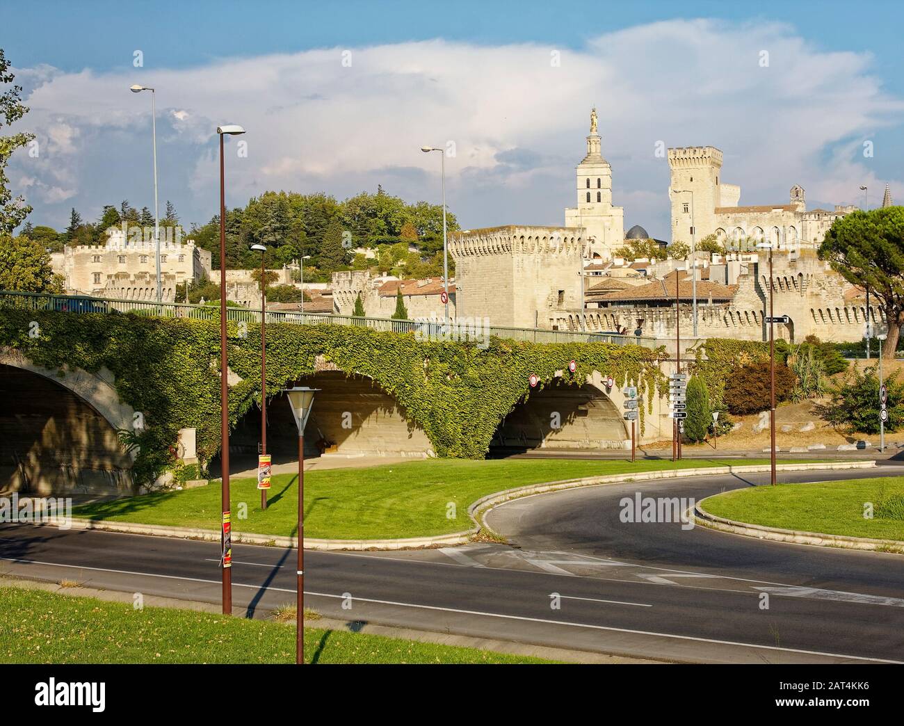 cityscape; city wall; old buildings; Cathedral; Pope's Palace; roads ...