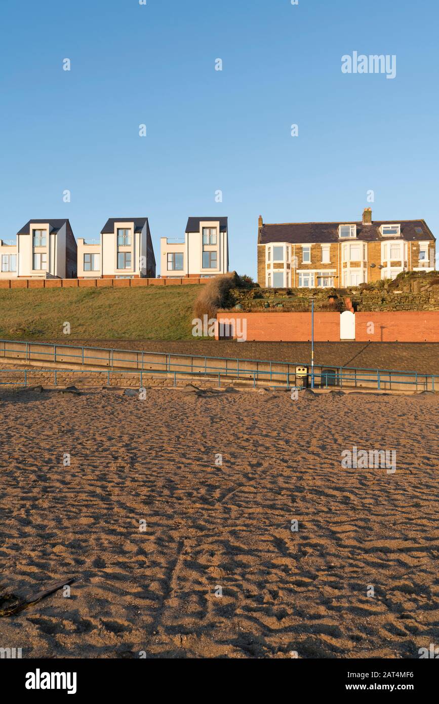 Newbiggin by the sea house housing beach sea view northumberland hi-res ...