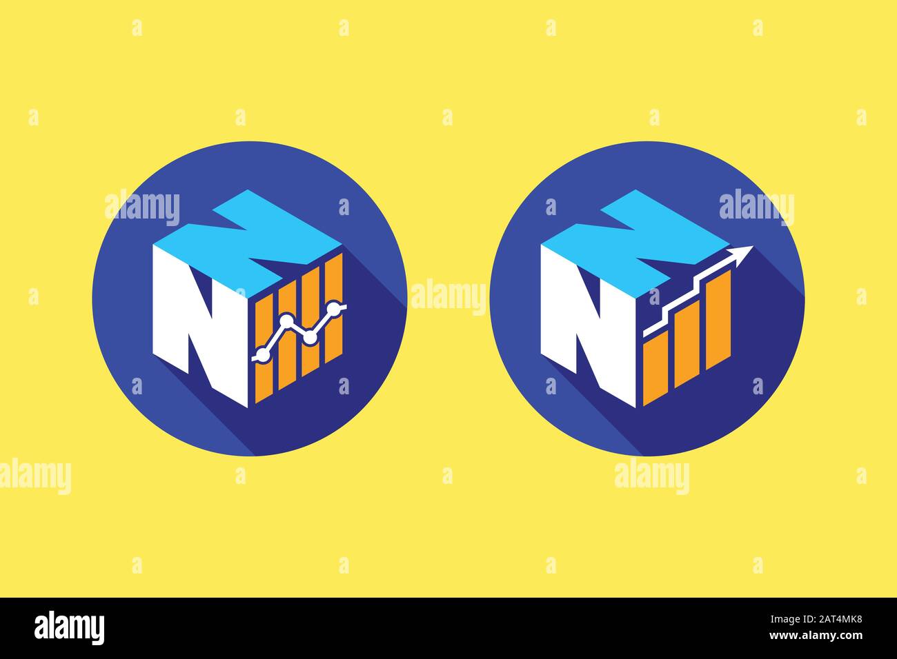 Cubic font N N with financial logo sign symbol, Vector isometric ...