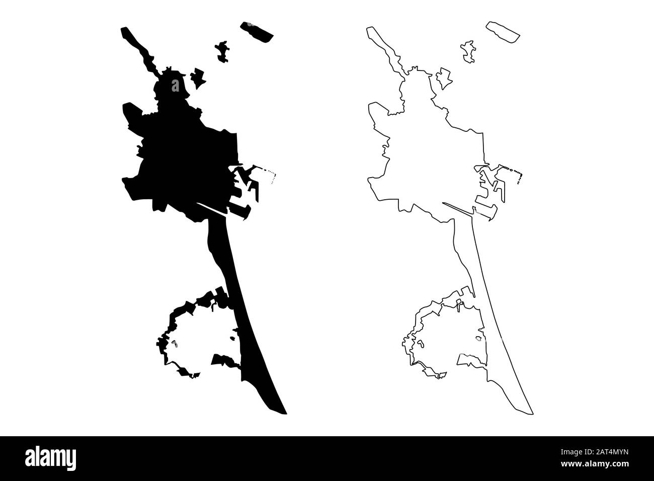 Valencia City (Kingdom of Spain) map vector illustration, scribble ...