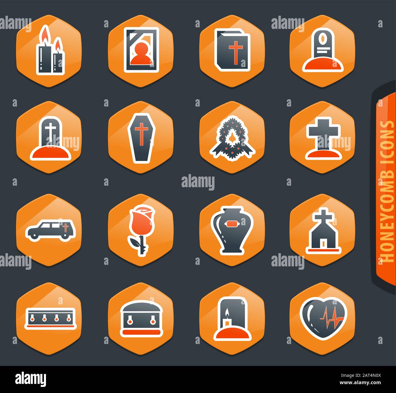 Funeral service icons set Stock Vector Image & Art - Alamy