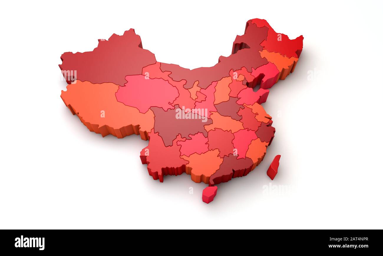 Map of China showing regional province areas. 3D Rendering Stock Photo ...