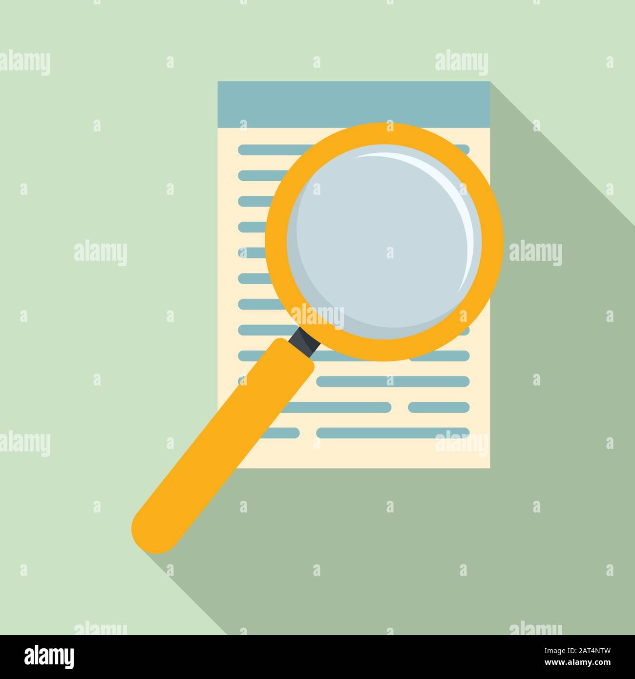 Paper under magnifier icon. Flat illustration of paper under magnifier ...