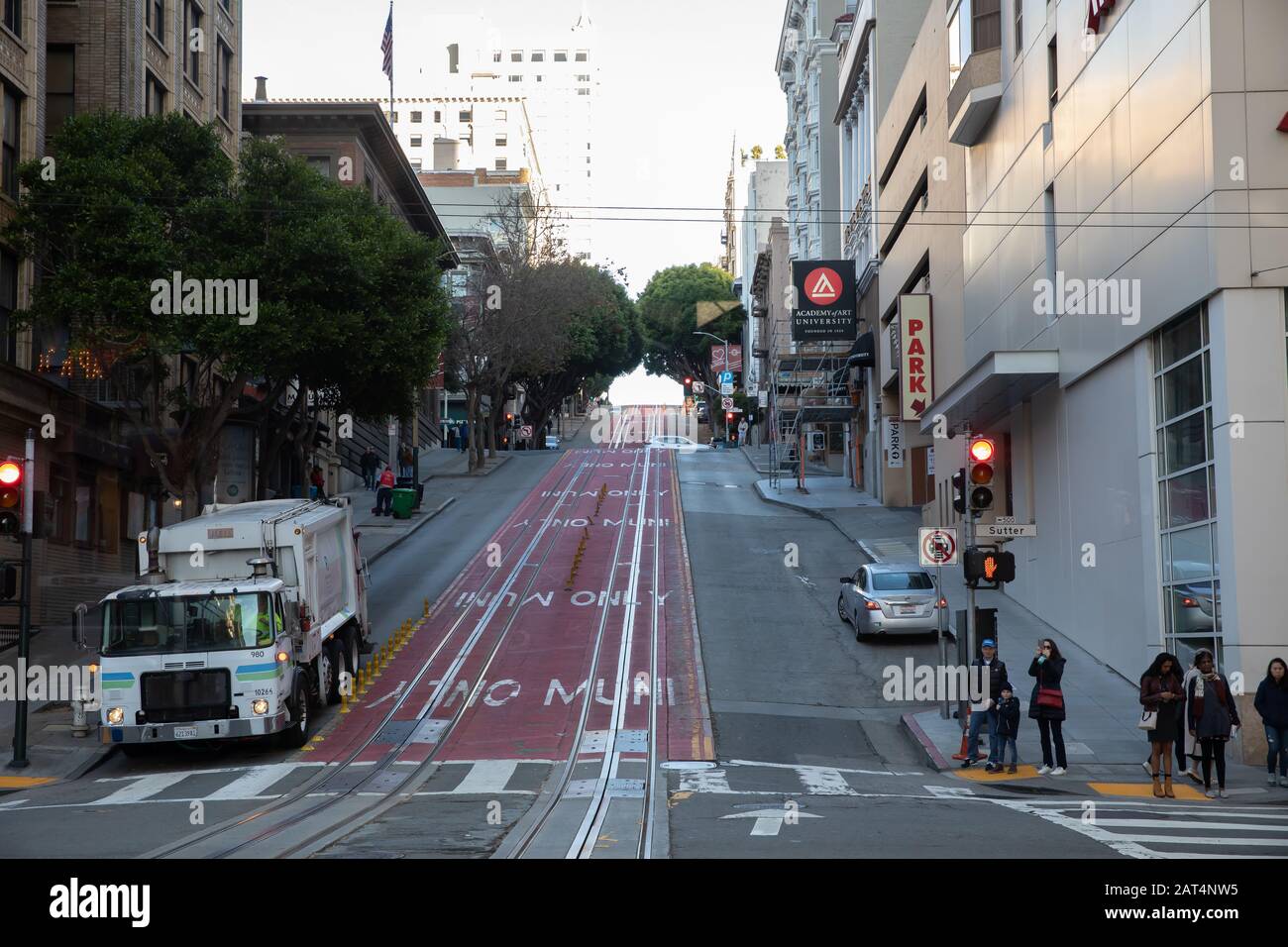 Steep hill that the Famous and Historic Cable Cars go up and down in ...