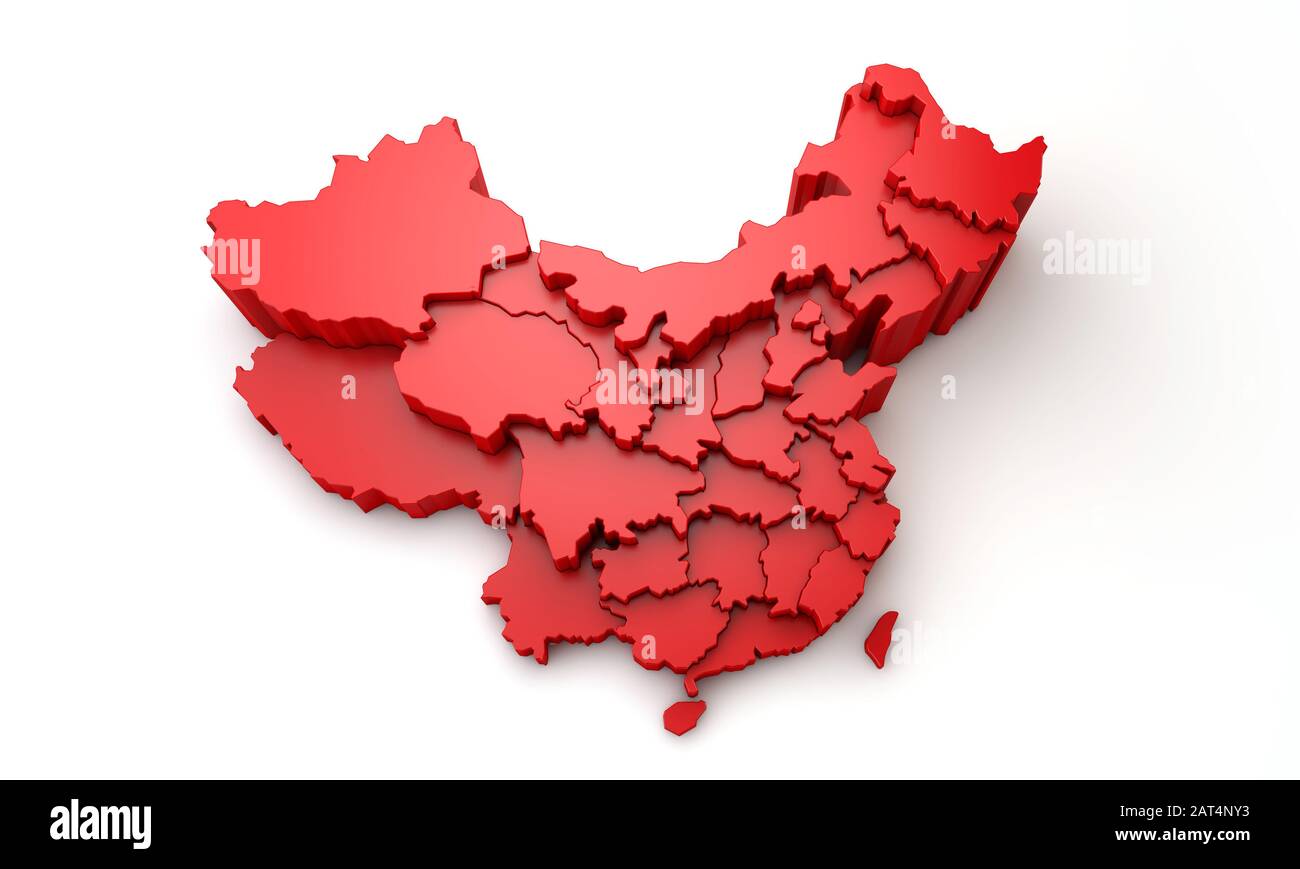 Map of China showing regional province areas. 3D Rendering Stock Photo ...