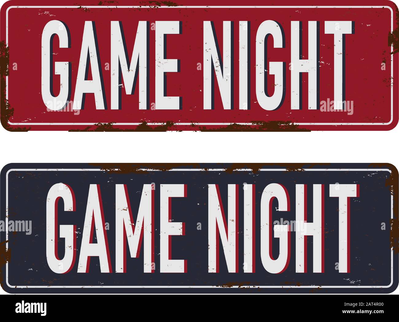 Game night vintage rusty metal sign on a white background, vector ...