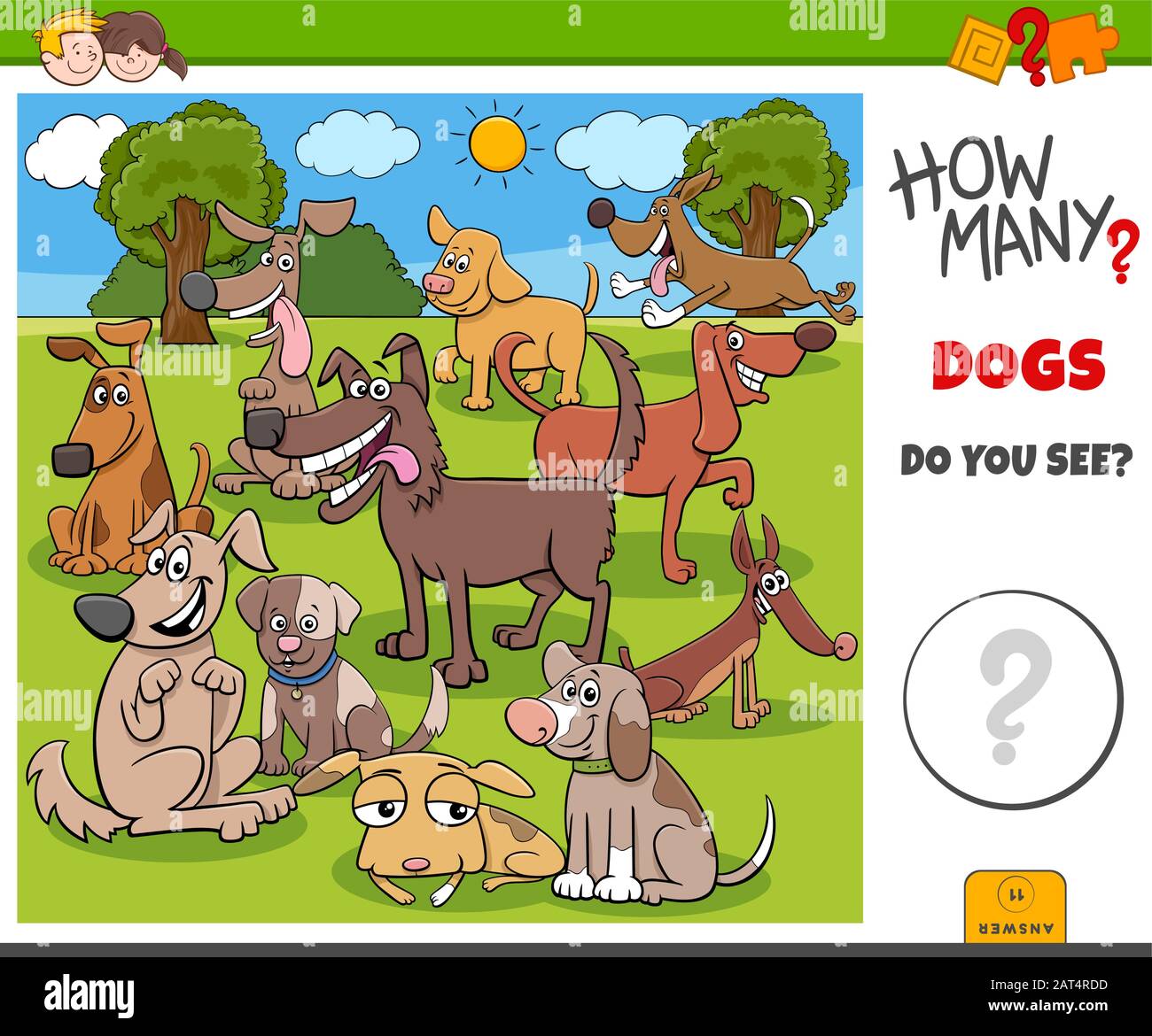 Illustration of Educational Counting Game for Children with Cartoon ...