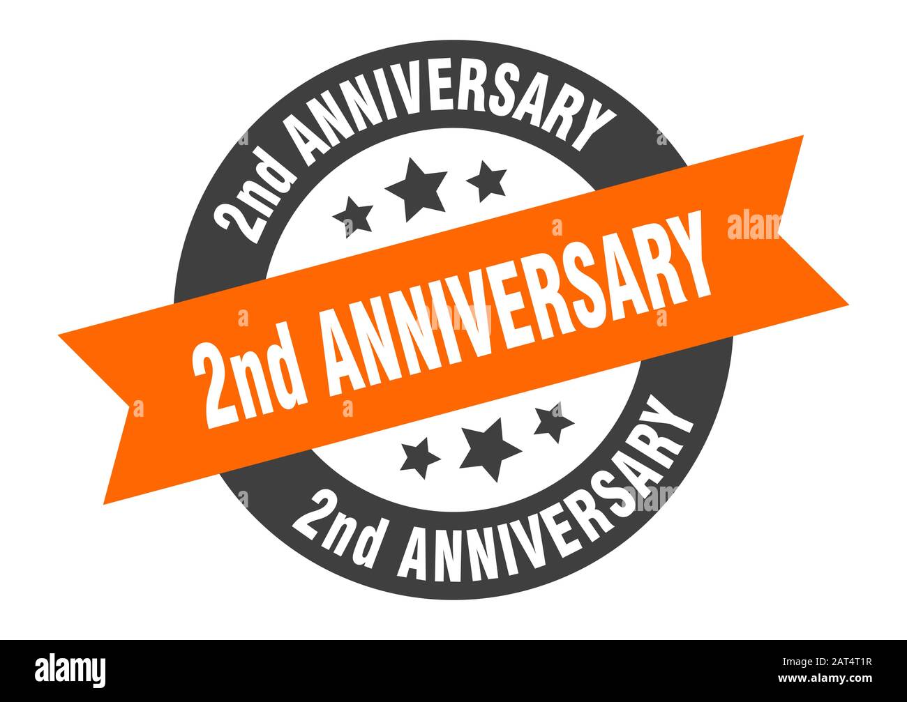 2nd anniversary sign. 2nd anniversary round ribbon sticker. 2nd ...