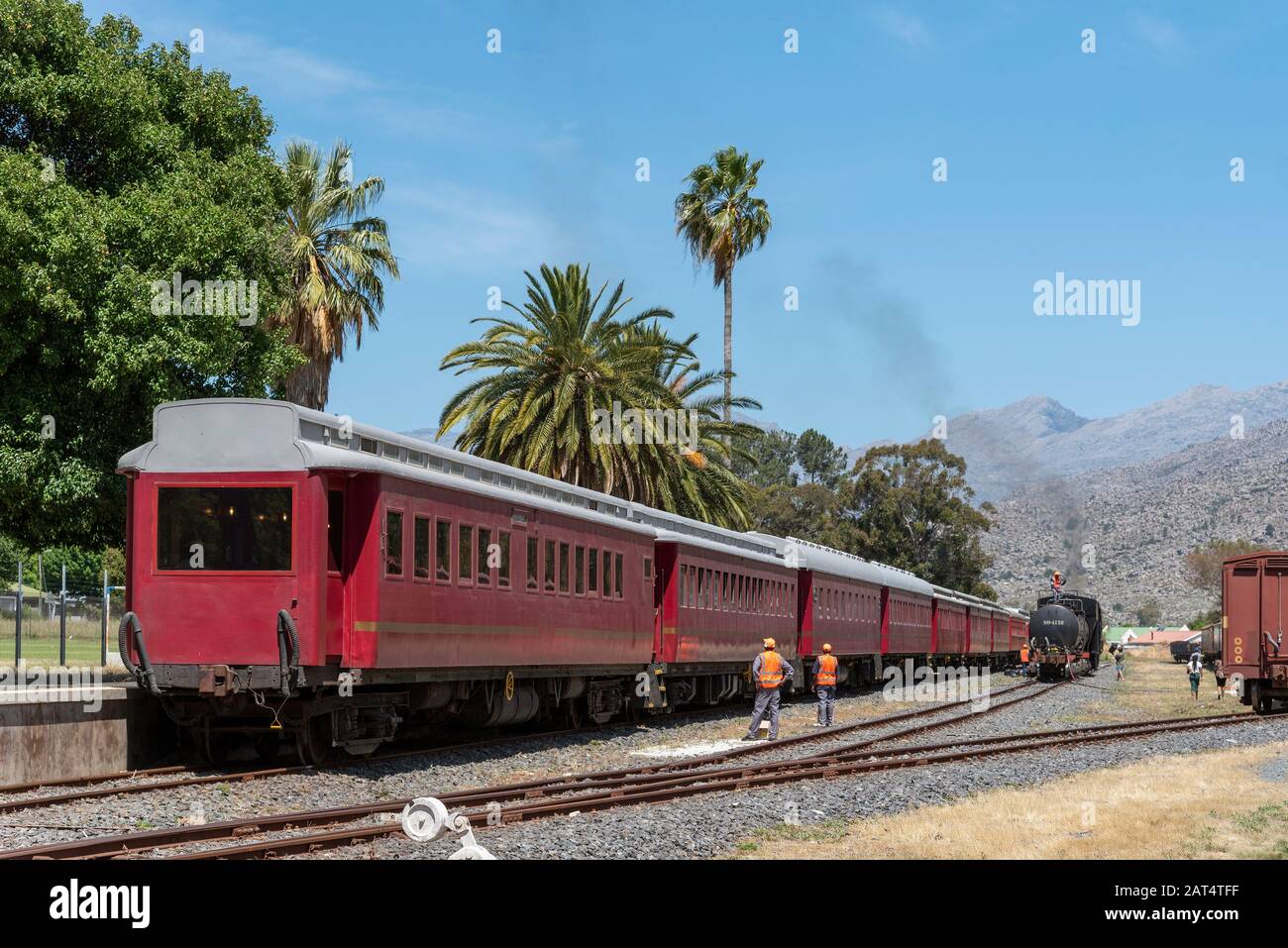 Ceres, Western Cape, South Africa. Dec 2019. Steam engine and passenger ...