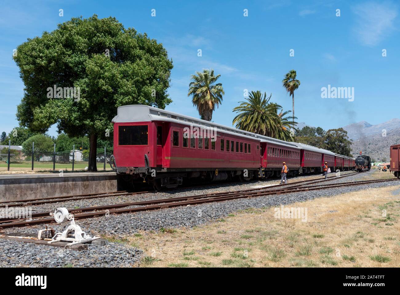 Ceres, Western Cape, South Africa. Dec 2019. Steam engine and passenger ...