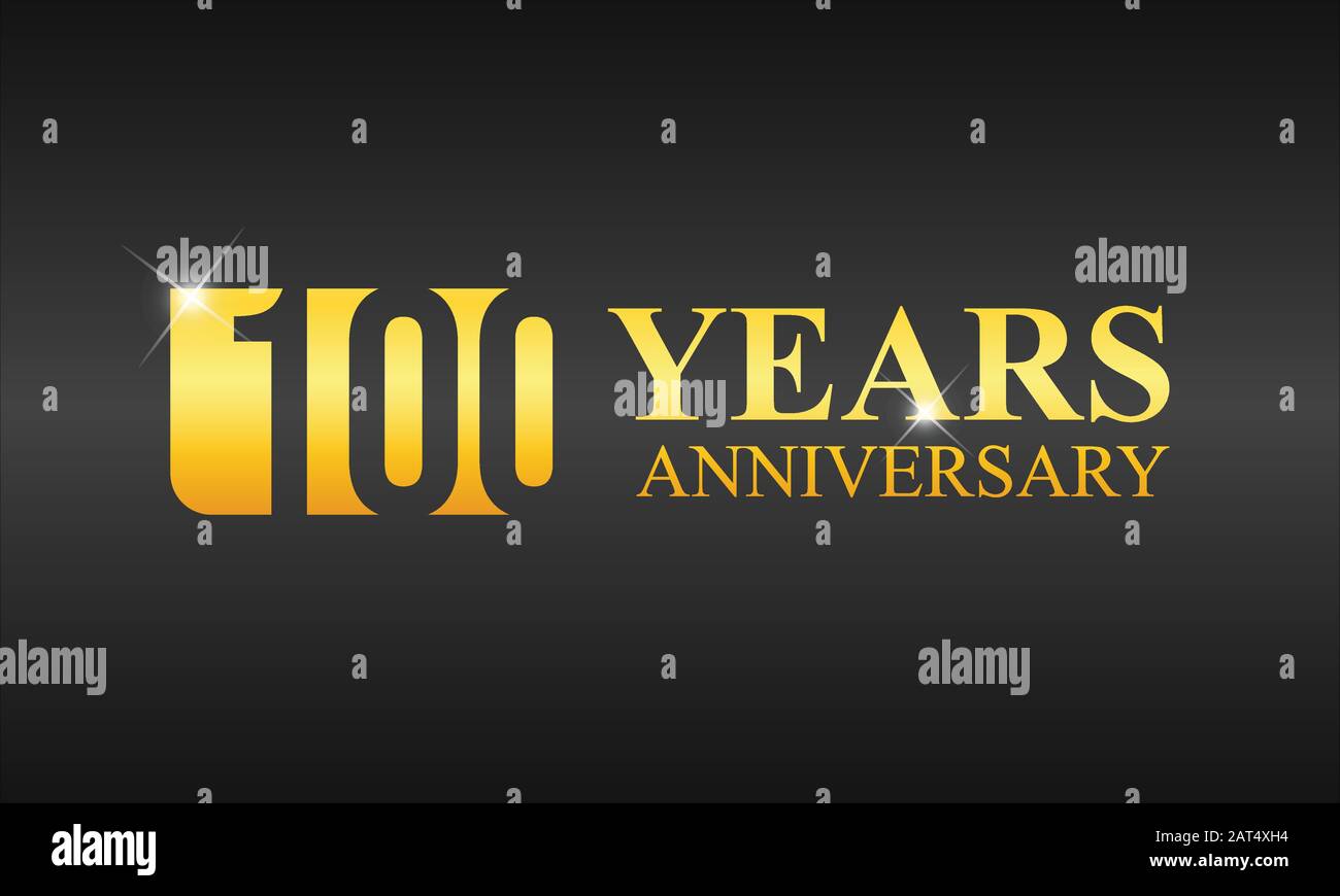 Gold 100 Years anniversary celebration template design isolated in a ...